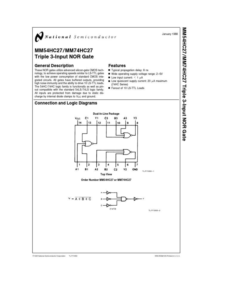 74HC27 | PDF | Electronic Design | Electronic Circuits