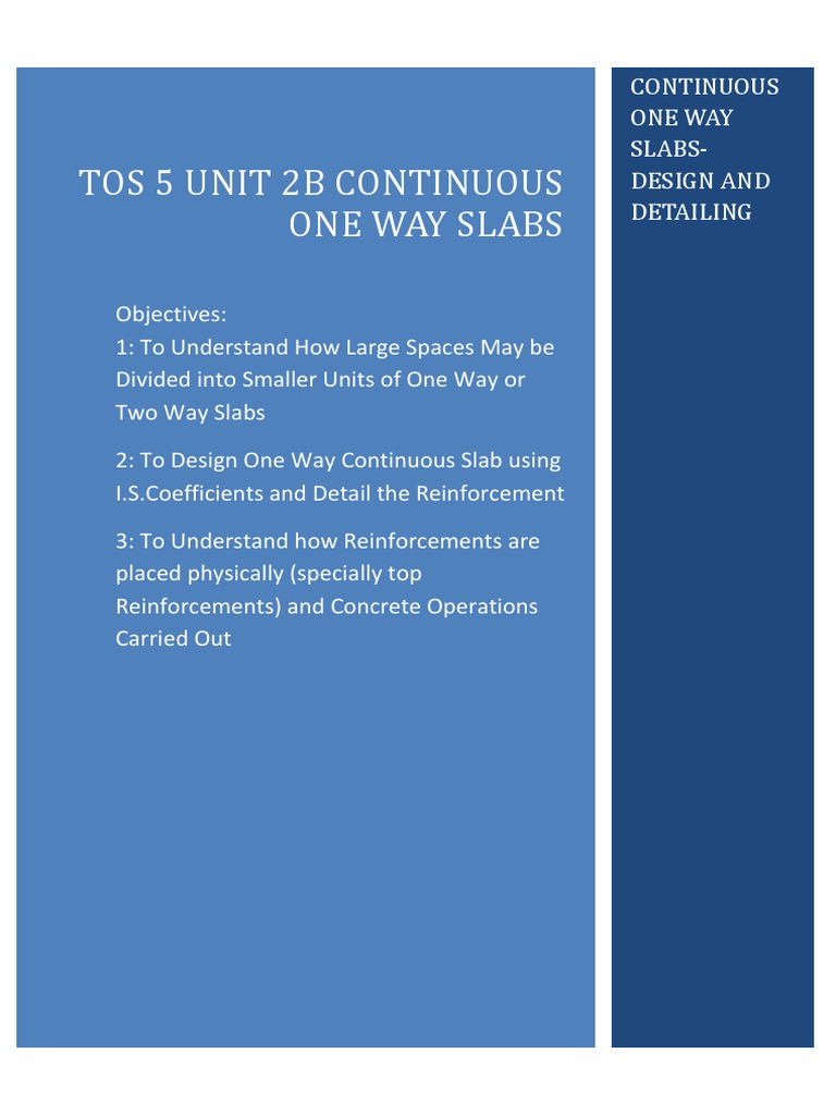TOS 5 Unit 2b Design of Continuous One Way Slab | PDF | Bending | Beam ...