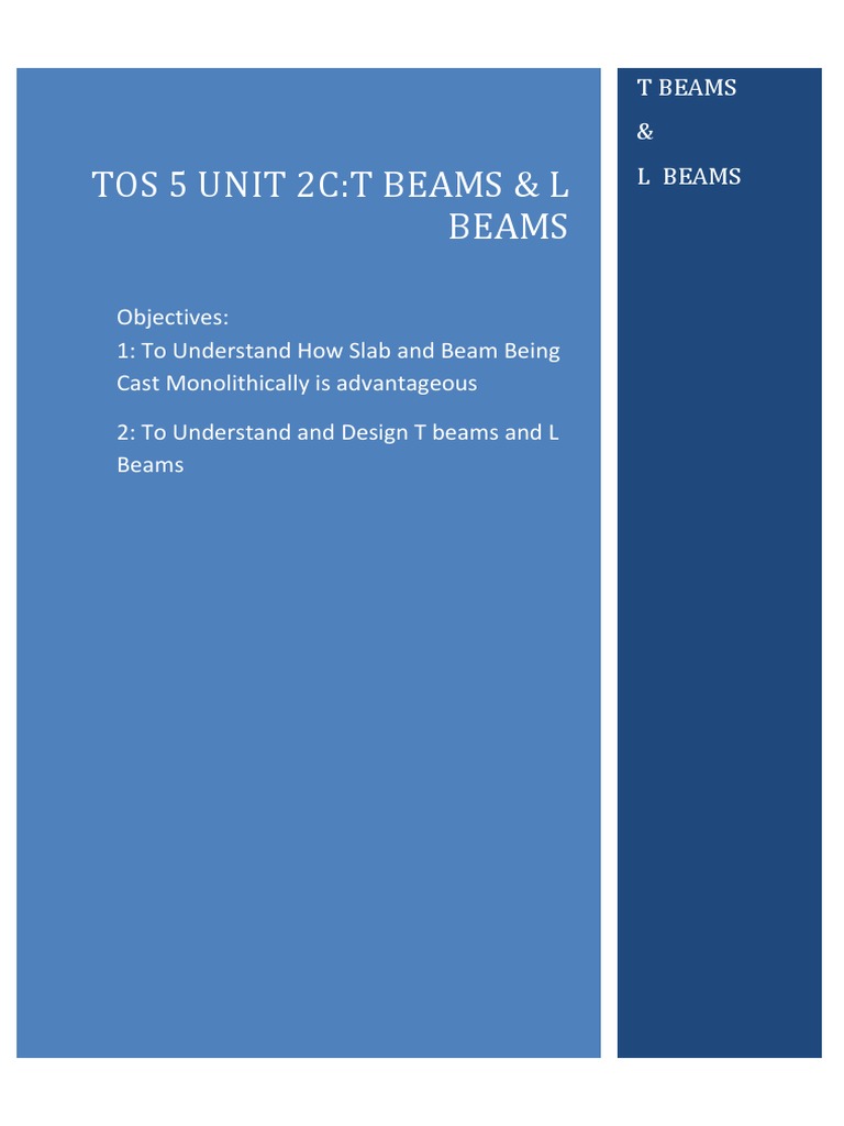 TOS 5 Unit 2c T Beams and L Beams | PDF | Beam (Structure) | Economic ...