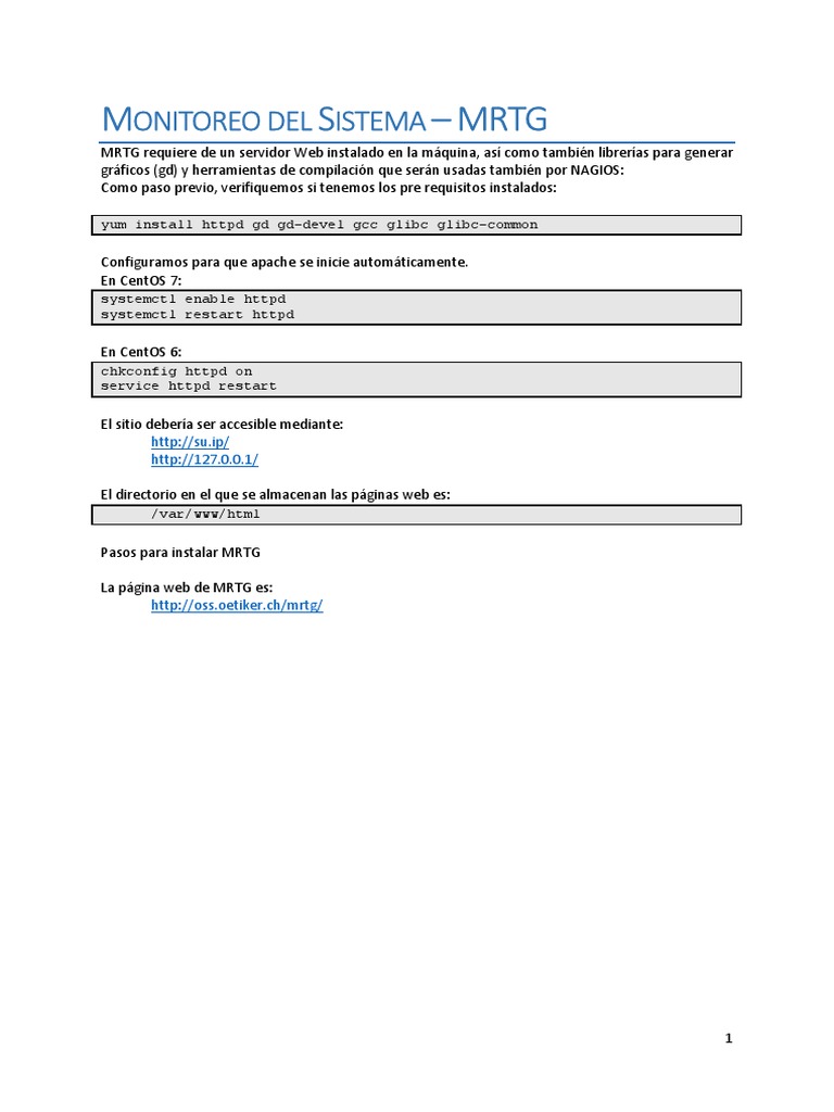 Guía de Instalación y Configuración de MRTG | PDF | Red mundial | Internet y web