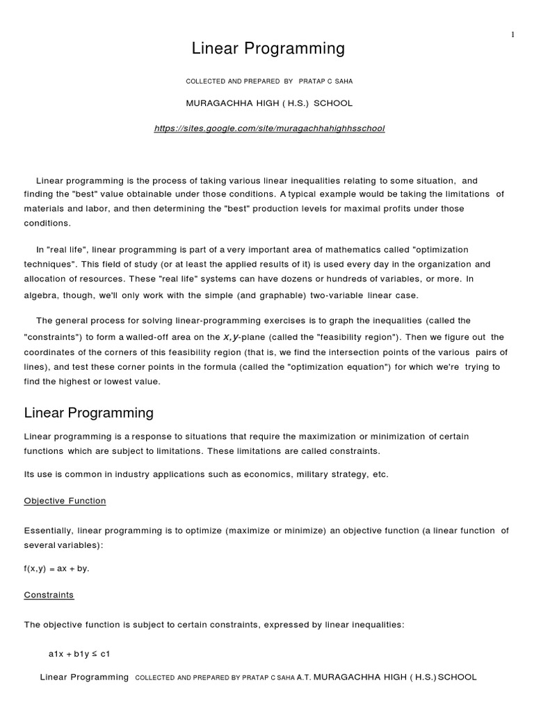 LPP INTRODUCTION DEFINITIONAND EXAMPLES OF Linear Programming Intro ...