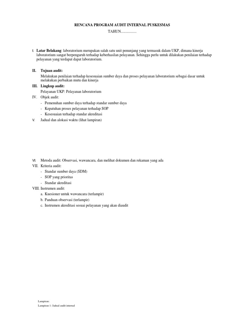 Contoh Audit Internal Laboratorium | PDF