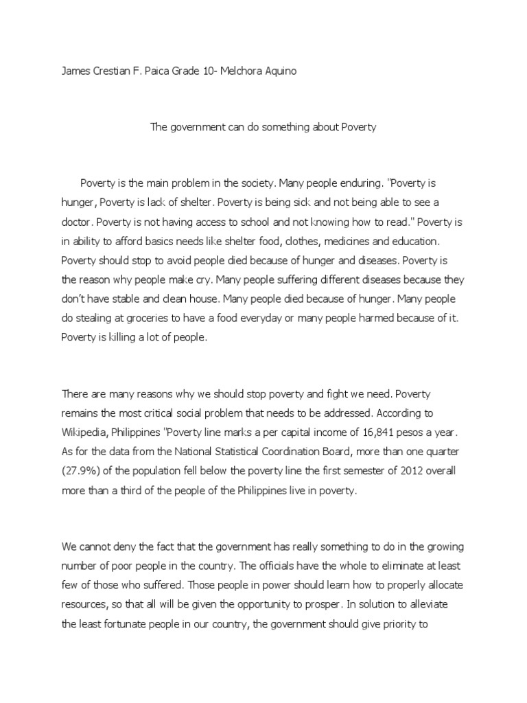 Argumentative Essay | PDF | Poverty | Poverty & Homelessness