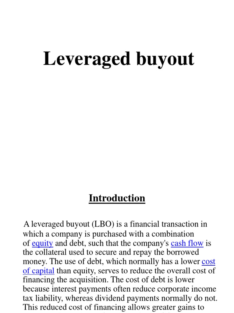 Leveraged Buyout | PDF | Leveraged Buyout | Private Equity