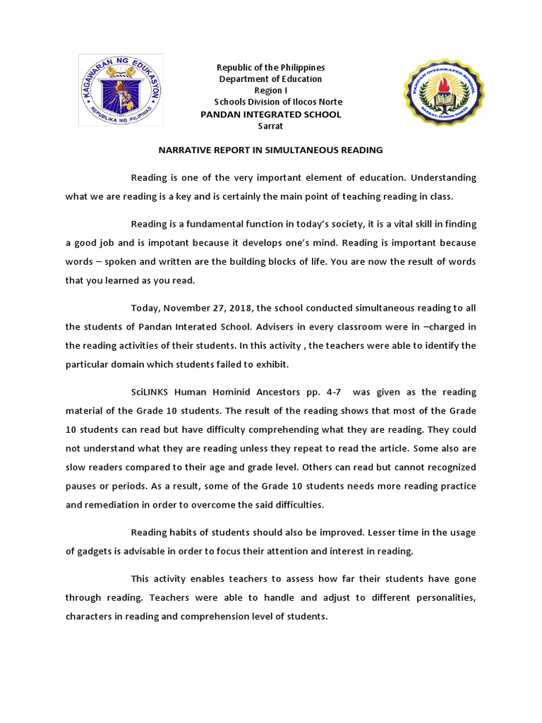 Narrative Report on Grade 10 Reading | PDF