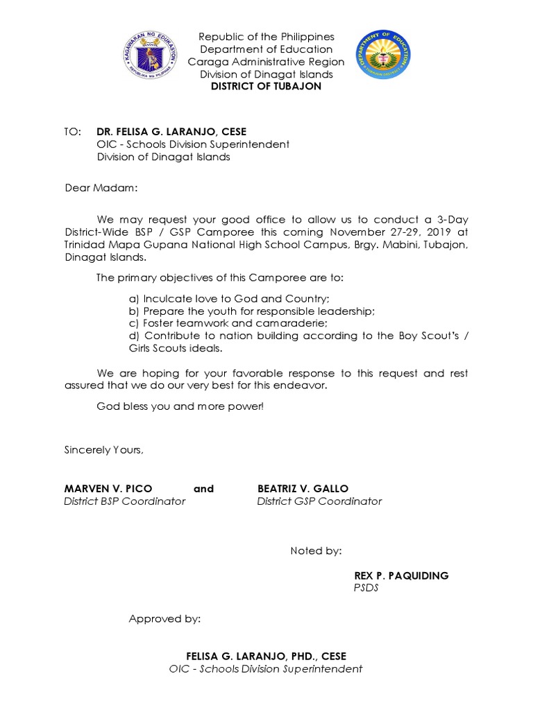BSP-Request Letter | PDF | Girl Guiding And Girl Scouting | Outdoor ...