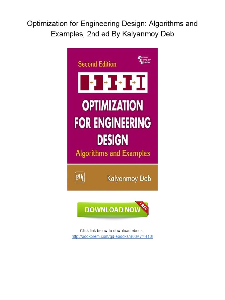 Y898 Book Free Pdf Optimization For Engineering Design Algorithms And Examples 2nd Ed By
