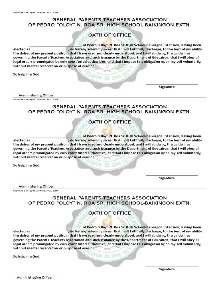 Gpta Oath of Office | PDF | Oath Of Office | Rules