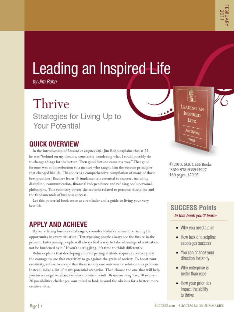 Leading An Inspired Life Summary PDF | PDF | Creativity | Time