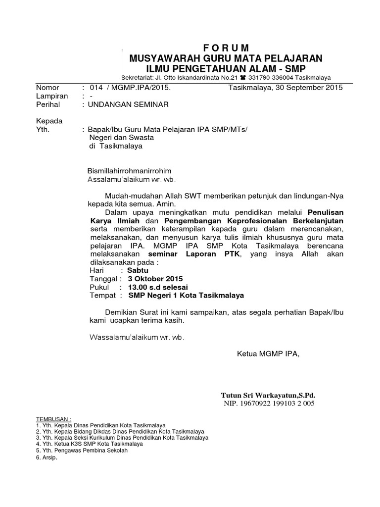 Undangan MGMP | PDF
