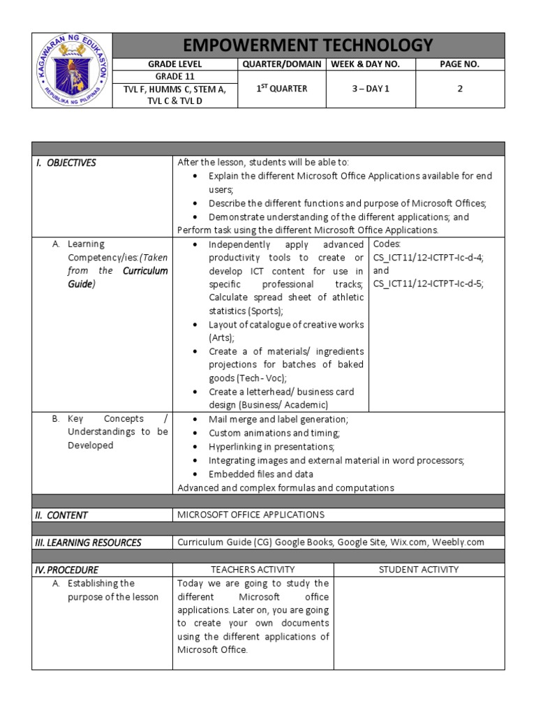 OBJECTIVES | PDF | Microsoft Word | Microsoft Office