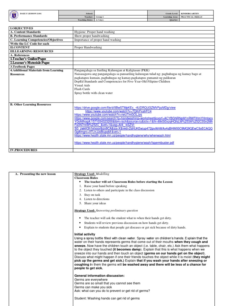 Hand Washing Lesson Plan | PDF | Hand Washing | Differentiated Instruction