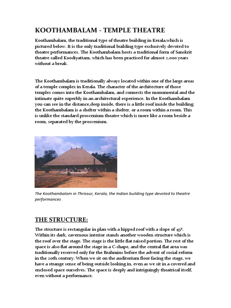 KOOTHAMBALAM | PDF | Theatre | Entertainment (General)