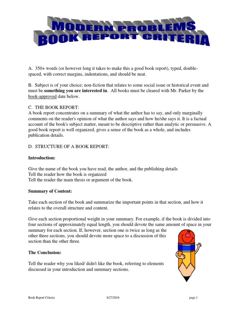 Book Report Criteria | PDF | Books | Cognition