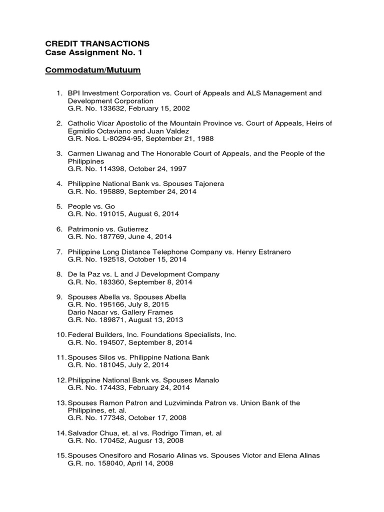 Commodatum. and Mutuum | PDF