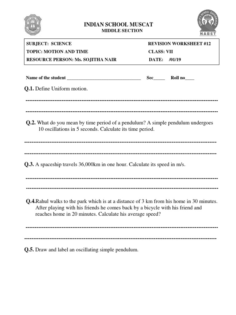 Class 7-Science-Motion and Time | PDF | Speed | Time