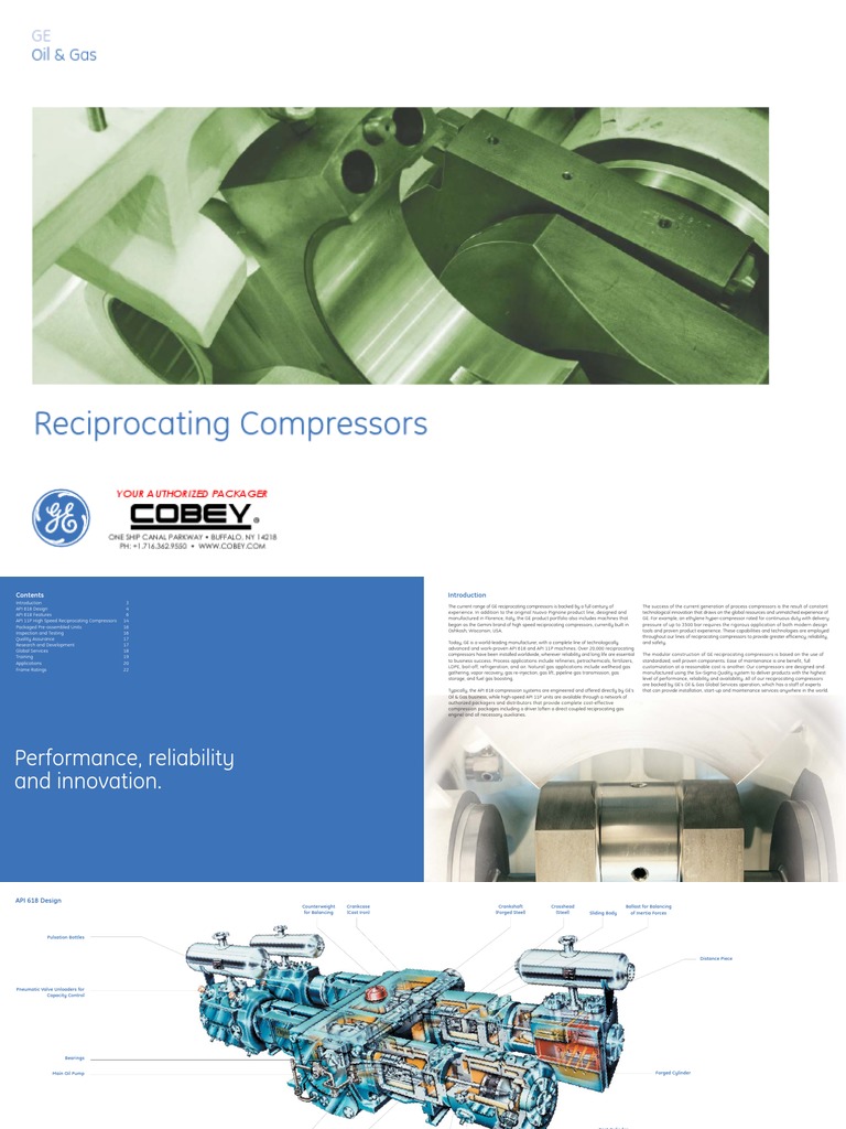 GE Reciprocating Compressor Brochure | PDF | Cylinder (Engine) | Piston