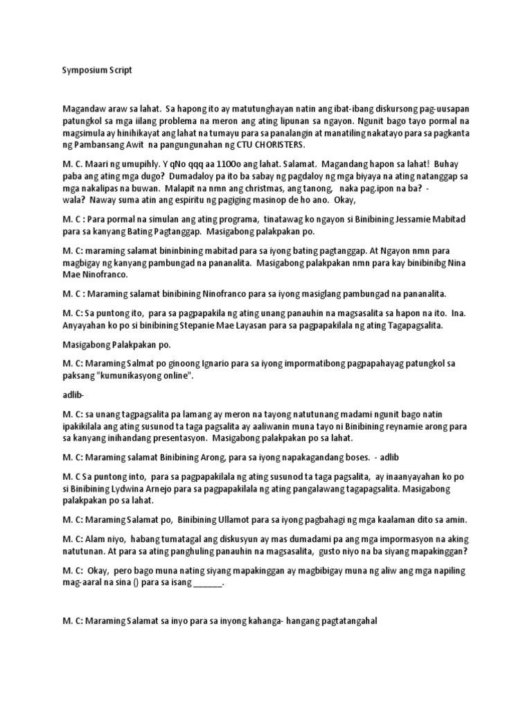 Symposium Script | PDF