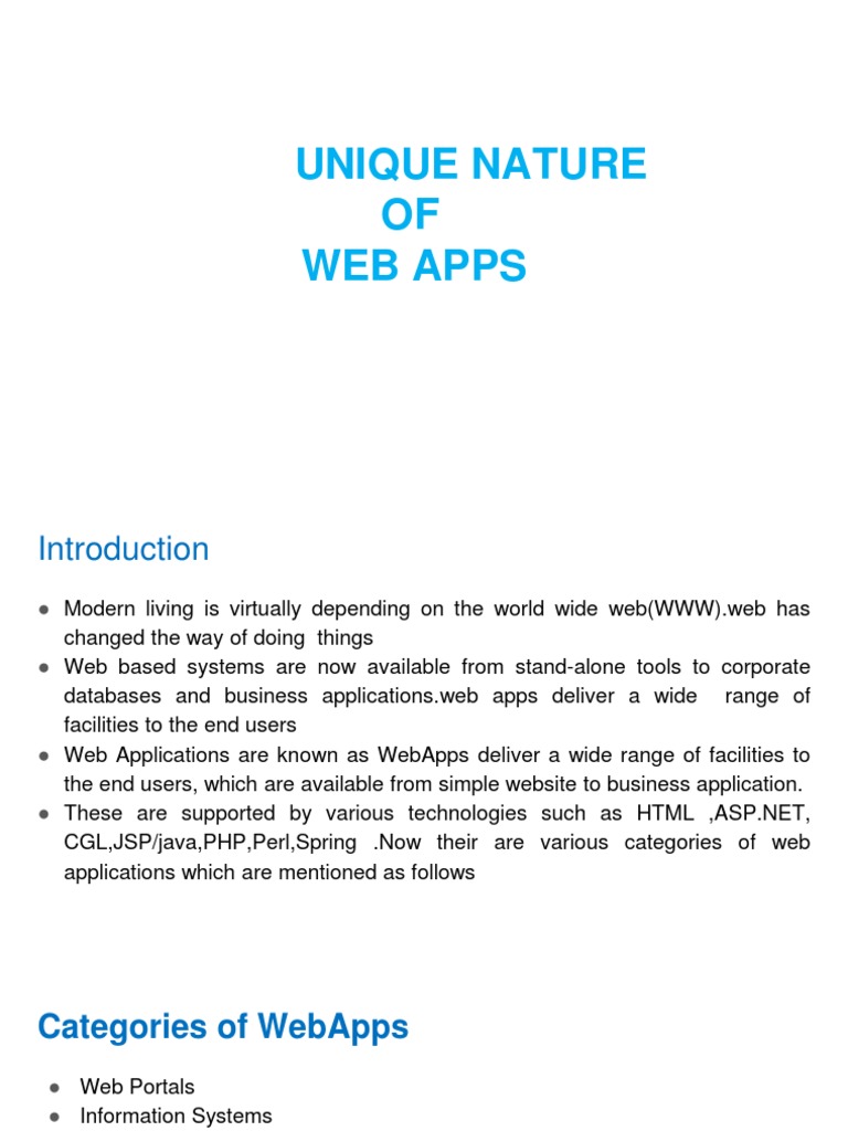 2.unique Nature of Web Apps | PDF | Web Application | World Wide Web