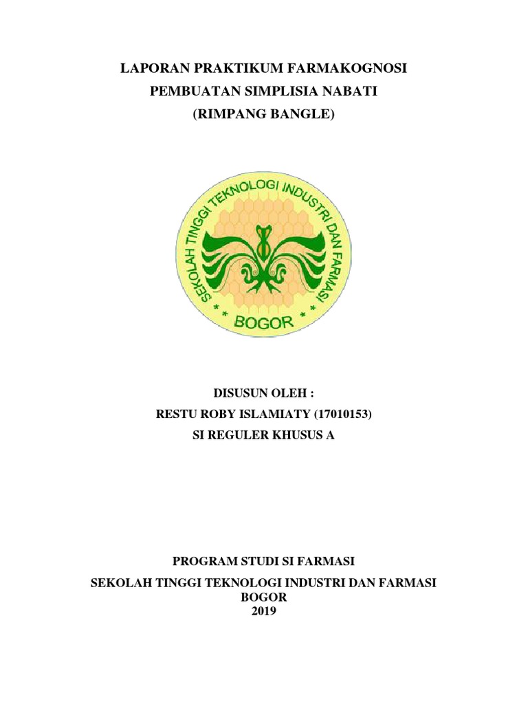 Laporan Praktikum Simplisia Rimpang Bangle | PDF