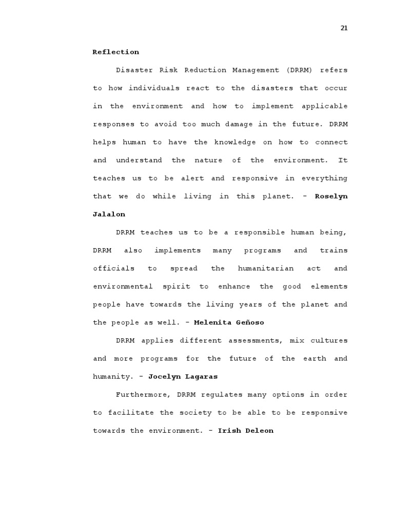 Reflection-References DRRM | Download Free PDF | Disaster Risk ...