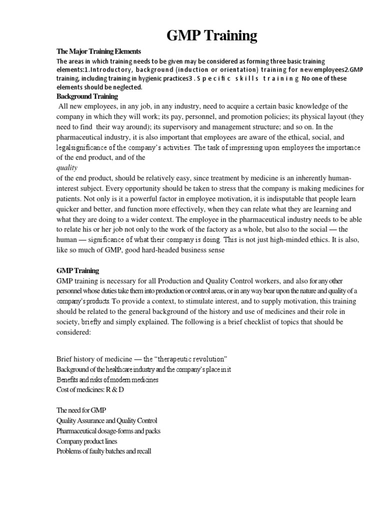 GMP Training | PDF | Hygiene | Health Care
