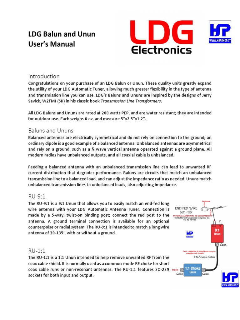 LDG Balun Unun Manual Hspshop | PDF | Antenna (Radio) | Electronic ...
