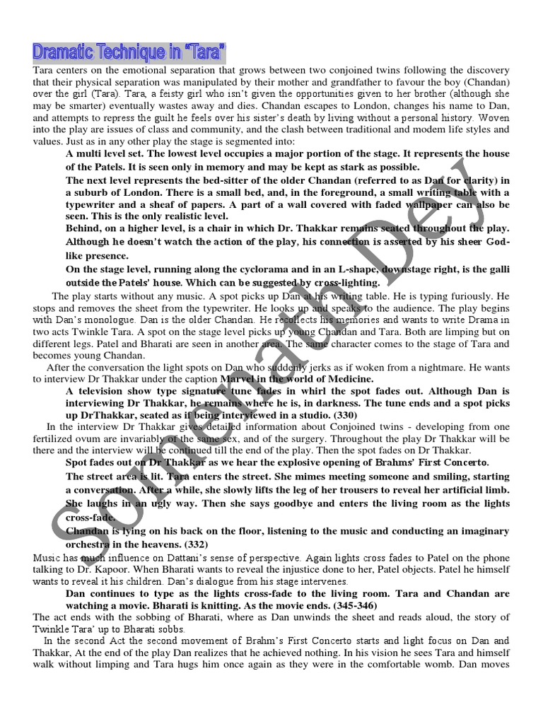 Dramatic Technique in Tara | PDF