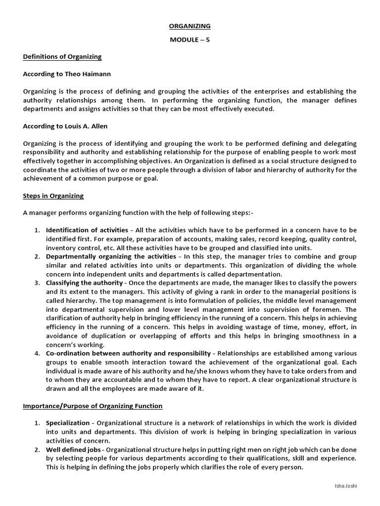 Organizing - Fundamentals of Management | PDF | Organizational ...