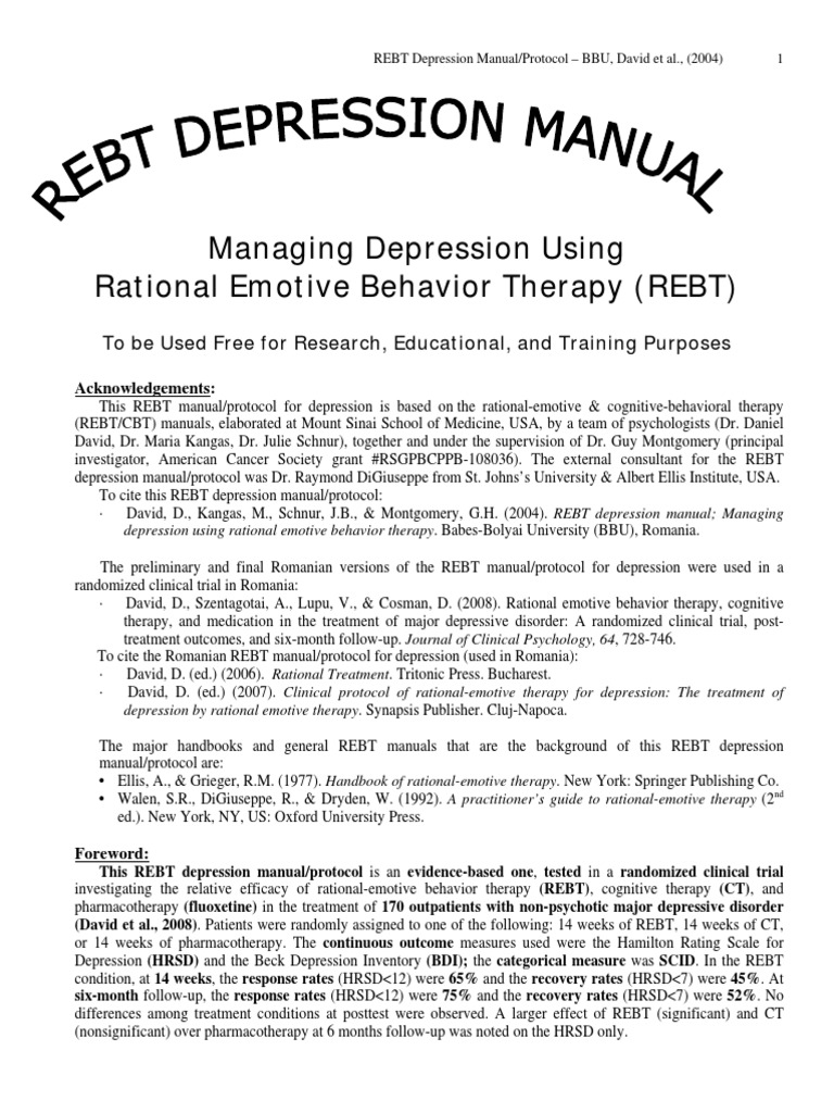 Rebt Depression-Orig PDF | PDF | Rational Emotive Behavior Therapy ...
