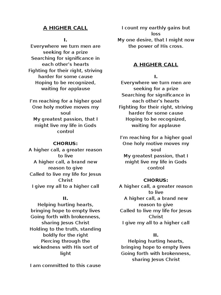 A Higher Call | PDF | Christian Belief And Doctrine | Jesus