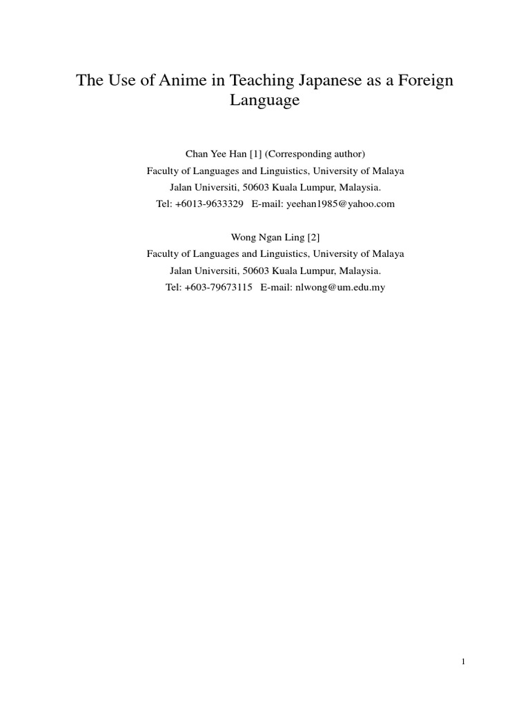 The Use of Anime in Teaching Japanese As A Foreign Language vVpZU | PDF ...