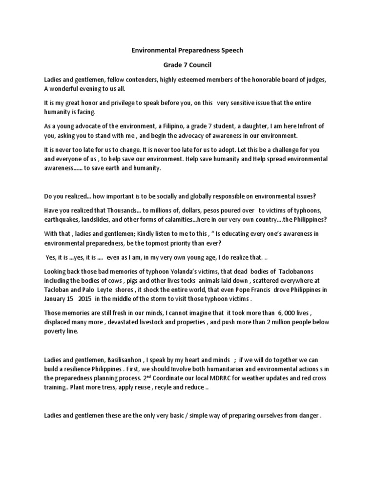 Oration Piece For High School Day 2019 | PDF | Philippines | Nature