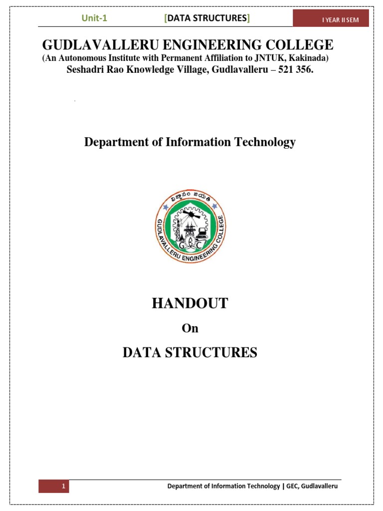 DS Unit 1 | Download Free PDF | Database Index | Computer Data Storage