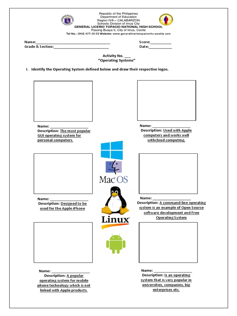 Activity Sheet - Operating Systems | PDF | Operating System | Apple Inc.