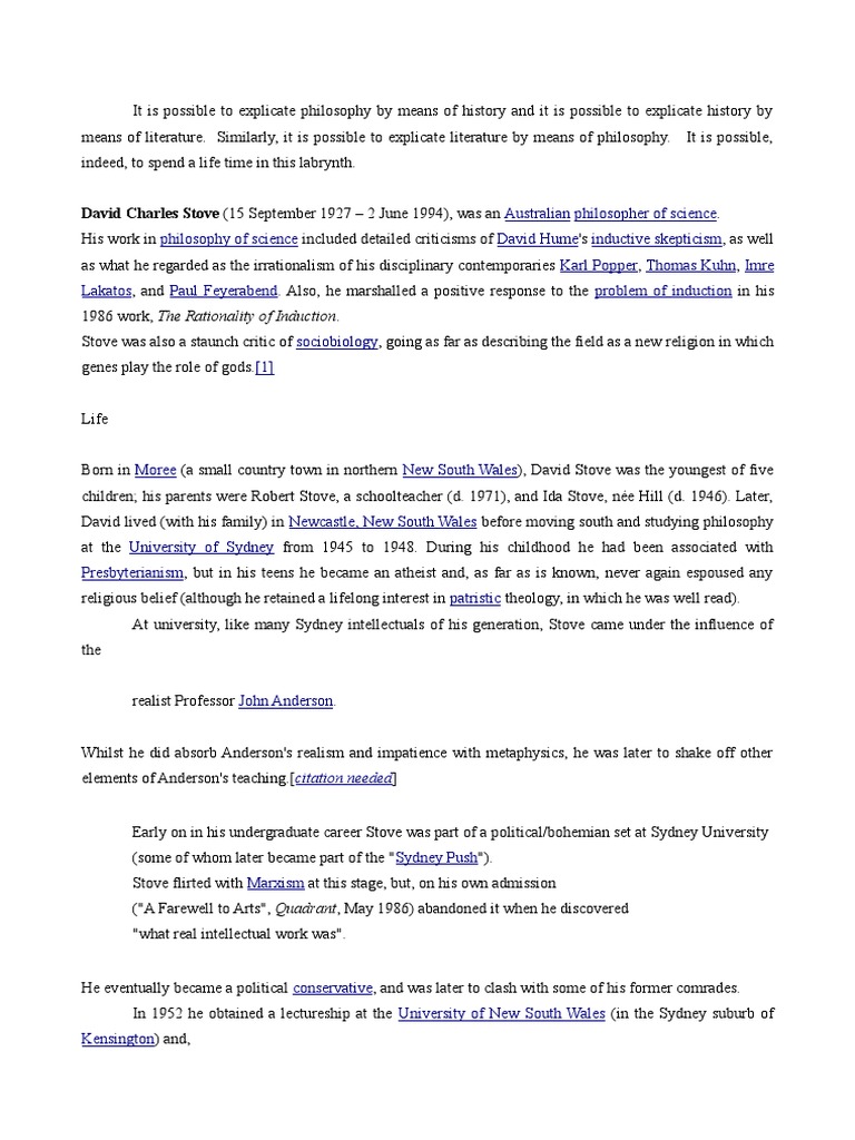 David Stove | Download Free PDF | Inductive Reasoning | David Hume