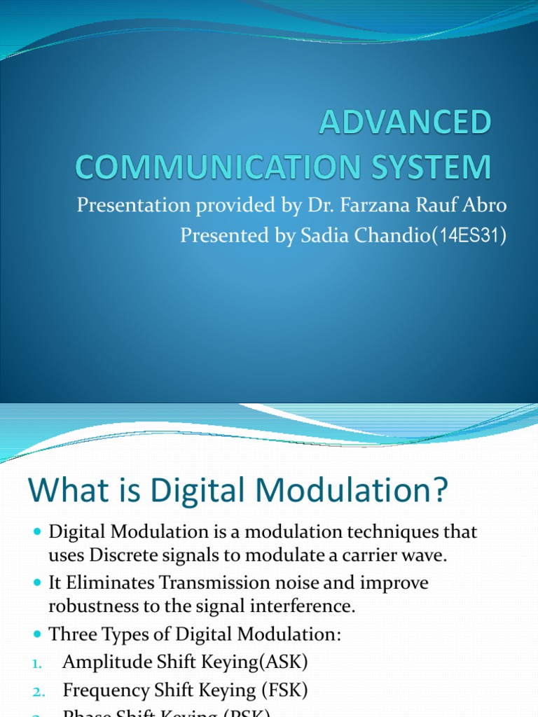 Advanced Communication System | PDF | Modulation | Detector (Radio)
