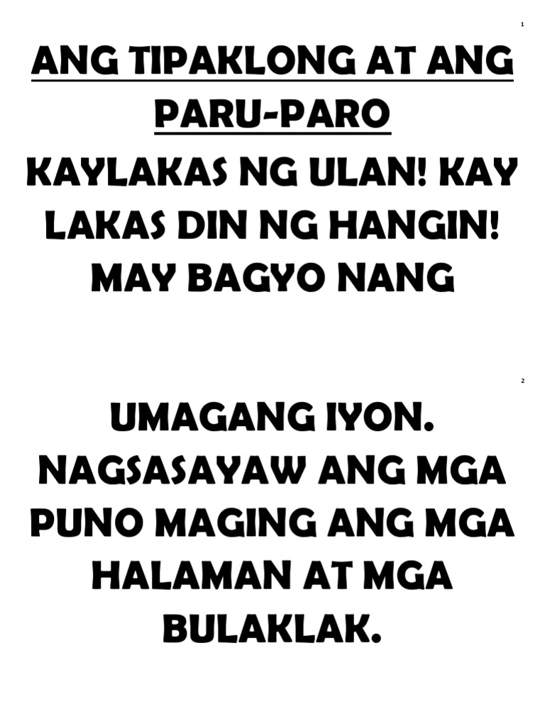 ANG TIPAKLONG AT ANG PARU Tarp | PDF