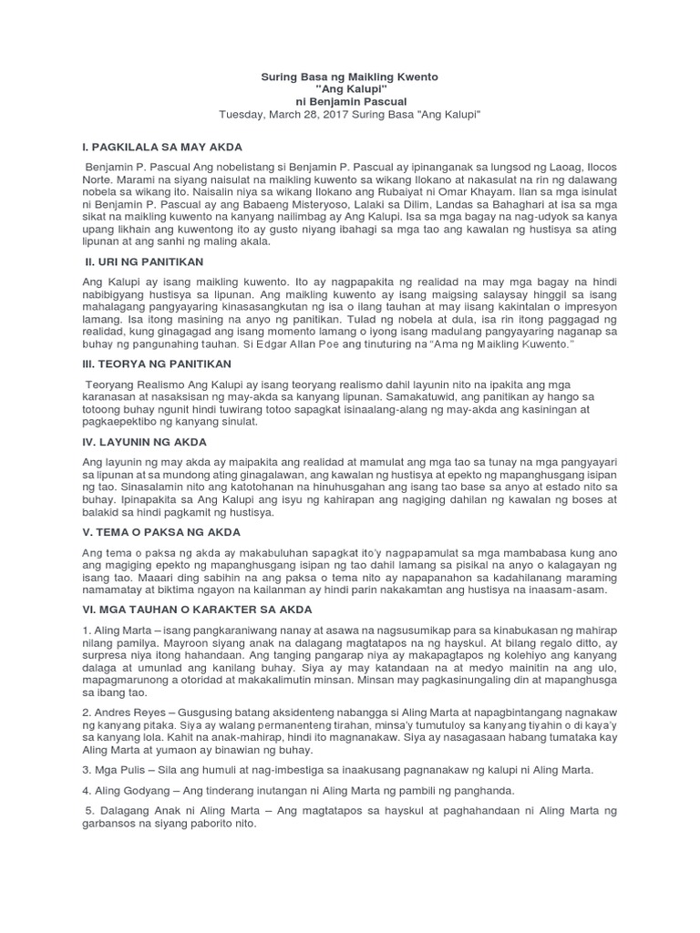 Suring Basa NG Maikling Kwento | PDF
