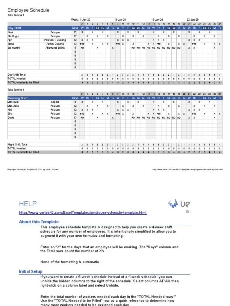 Employee Schedule1 | Download Free PDF | Worksheet | Spreadsheet