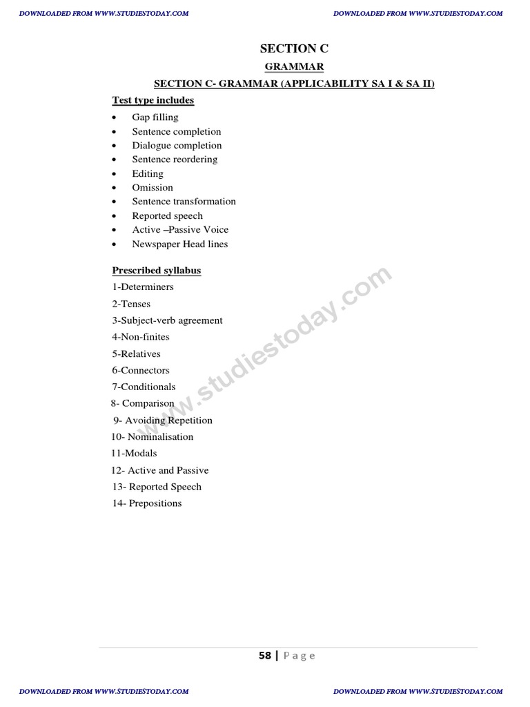 CBSE Class 10 English Grammer Notes Part A PDF | PDF | Verb | Perfect ...