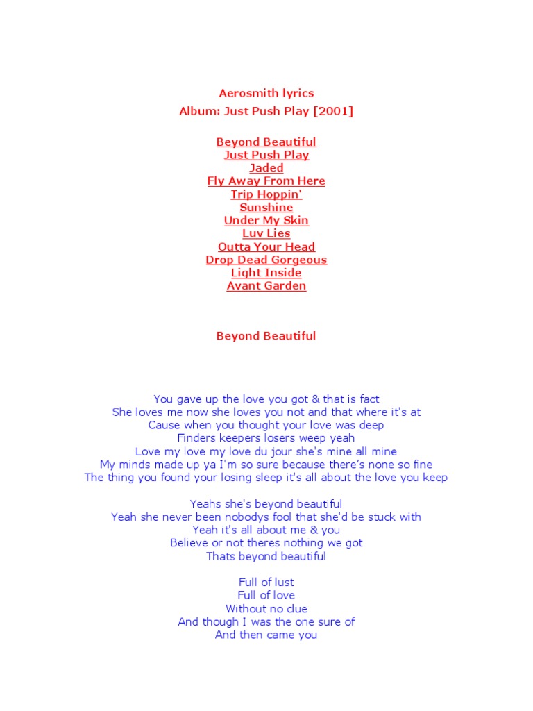 Aerosmith's Just Push Play Album: A Collection of Rock Ballads and ...