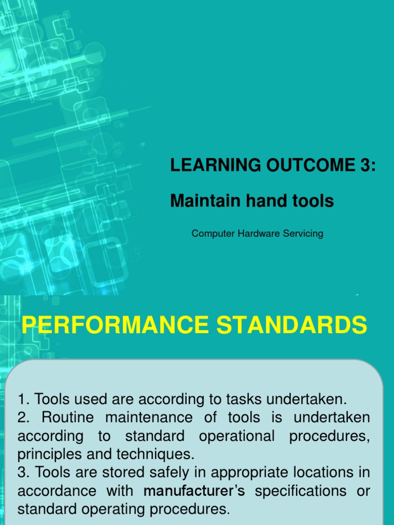 LO3 Maintain Hand Tools | PDF | Tools | Computer Hardware