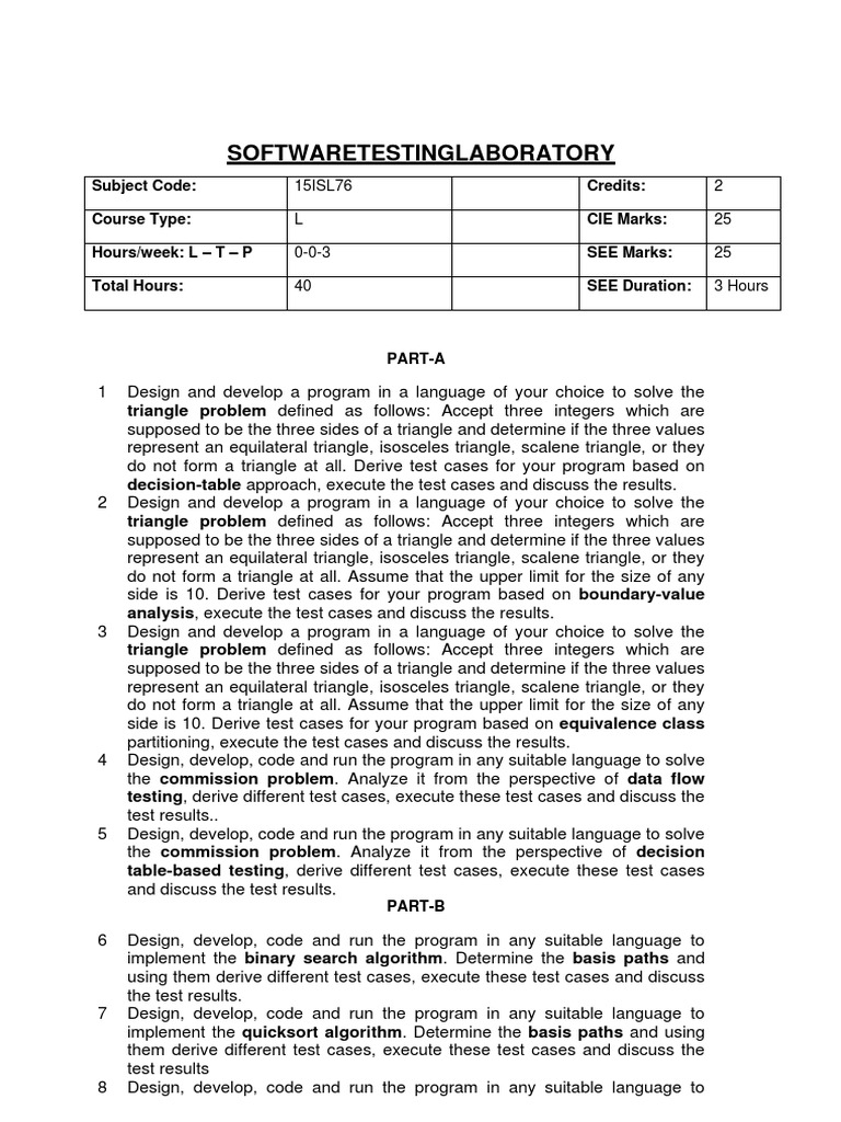 ST LabManual PDF | PDF | Software Testing | Triangle
