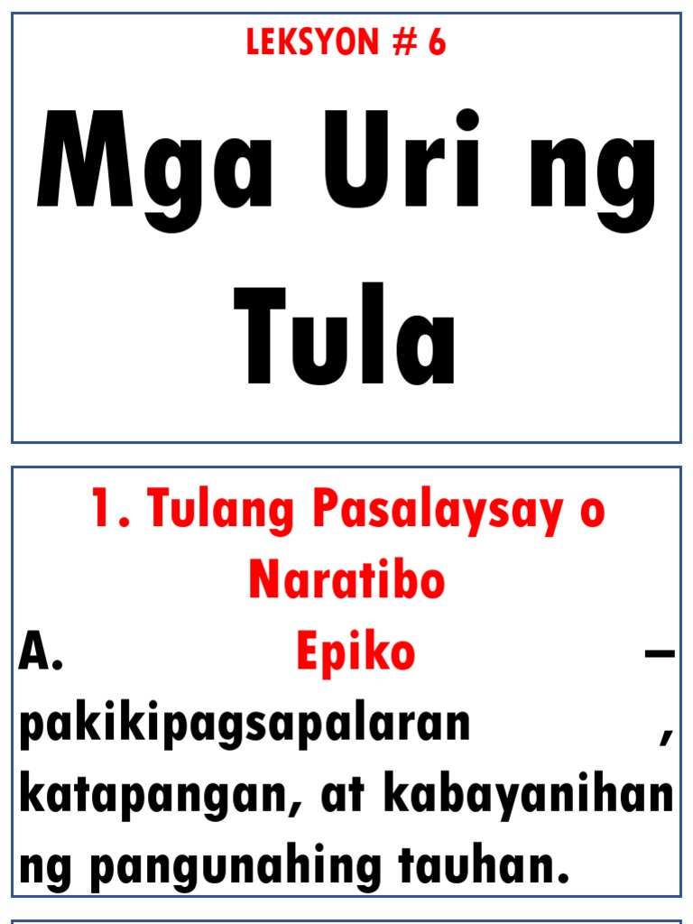 Mga Uri NG Tula | PDF