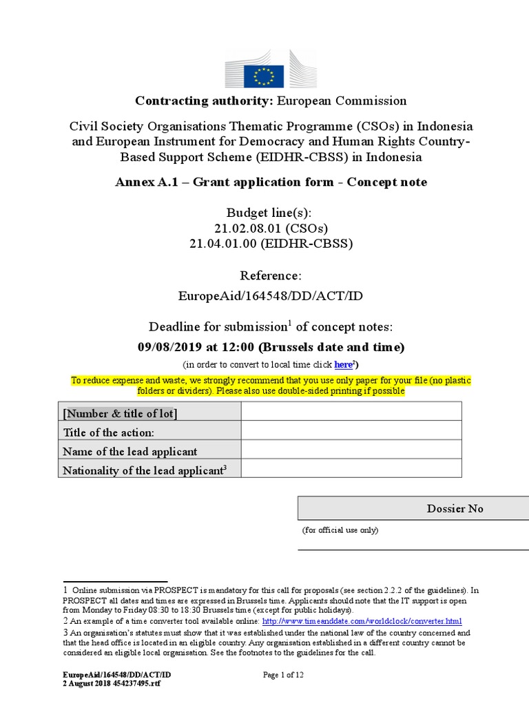 01 Annex A1. Grant Application Form-Concept Note | PDF | Information ...