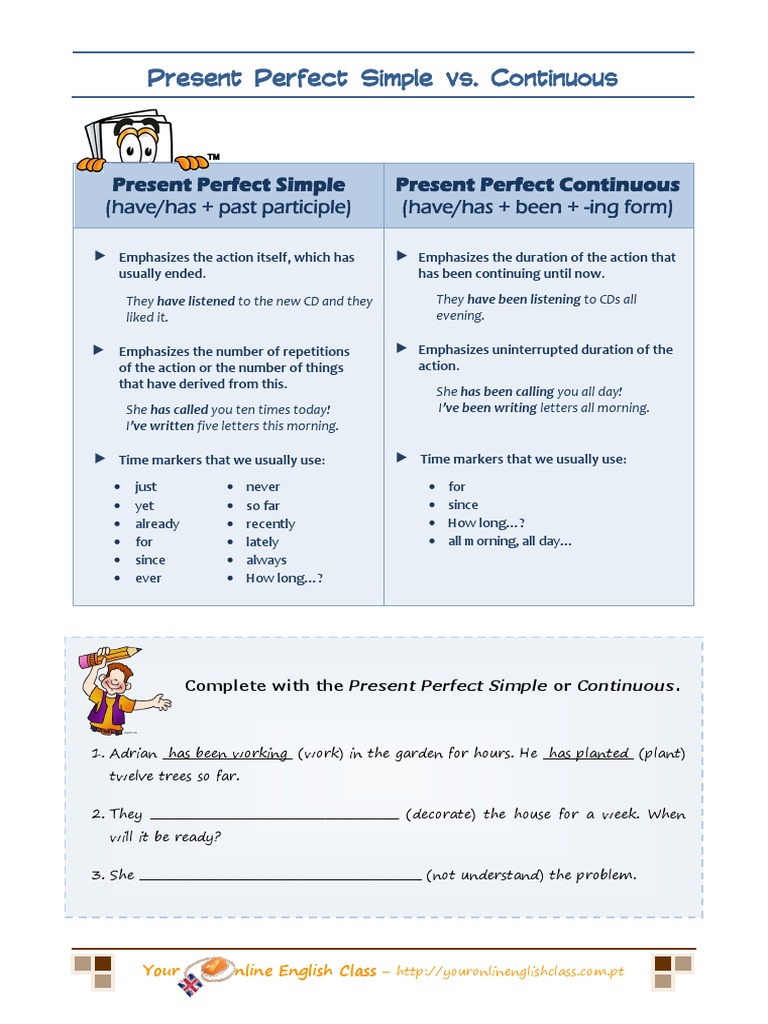 Present Perfect Simple vs. Continuous Guide | PDF | Morphology | Onomastics