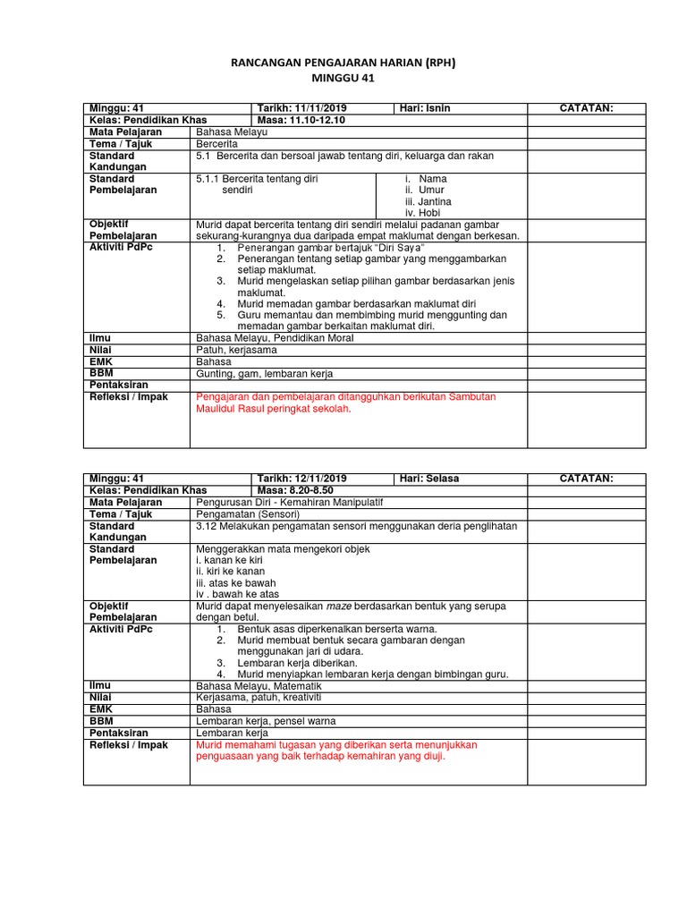 RPH (2019) Minggu 41 | PDF