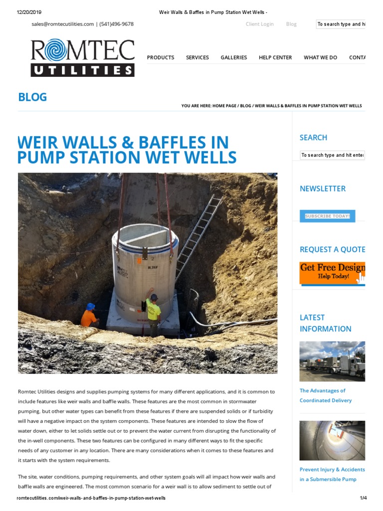 Weir Walls & Baffles in Pump Station Wet Wells | PDF | Pumping Station ...