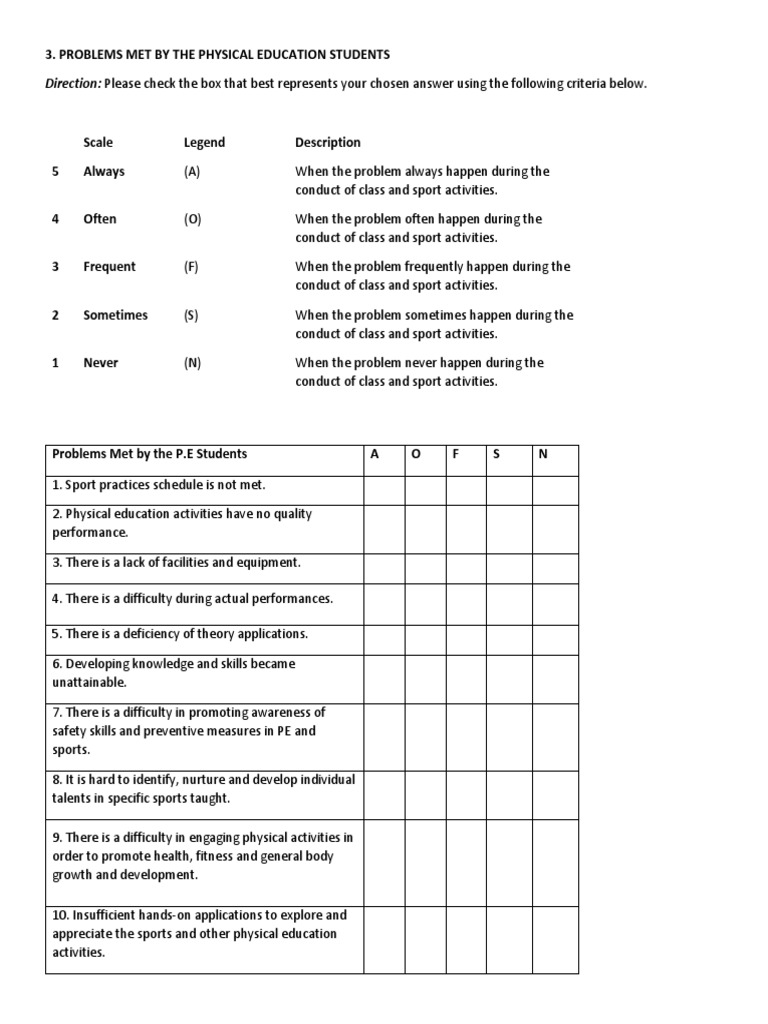Questionnaire | PDF | Physical Education | Sports